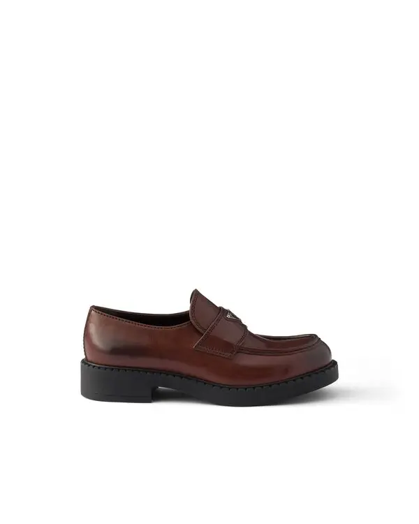 Prada Chocolate Aged Leather Loafers