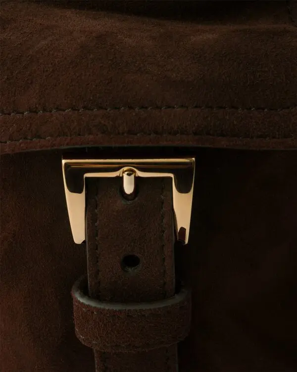 Prada Medium Suede Shoulder Bag With Flap - Brown