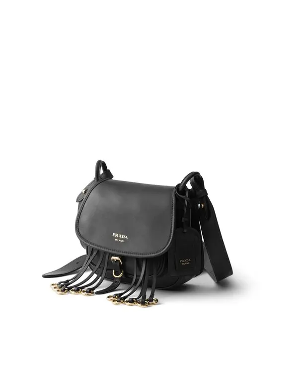 Prada Corsaire Aged Leather Mini Shoulder Bag - Black