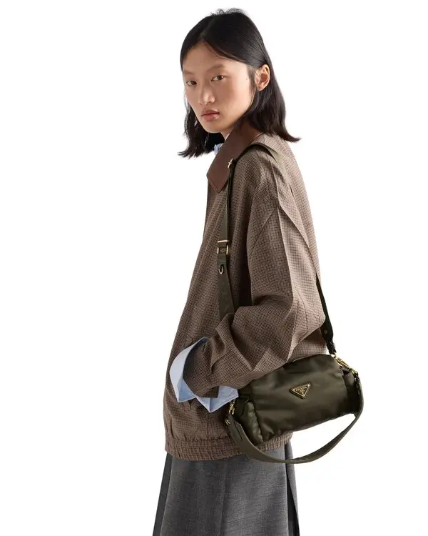 Prada Explore Small Re-nylon And Leather Shoulder Bag - Green