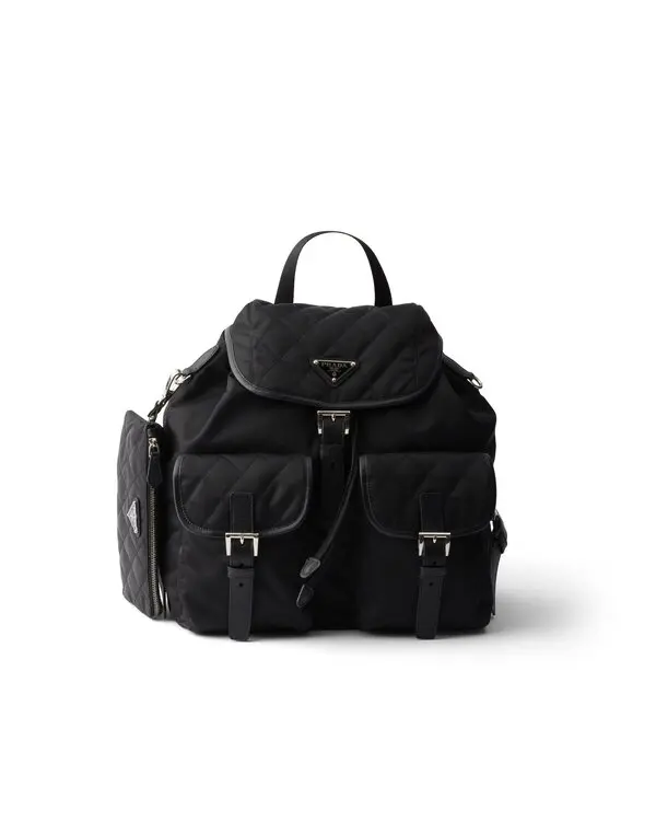Prada Medium Quilted Re-nylon Backpack With Saffiano Leather Trim