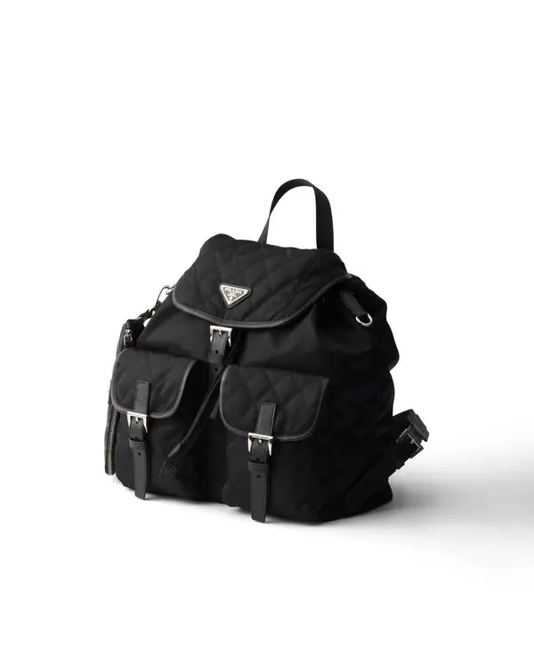 Prada Medium Quilted Re-nylon Backpack With Saffiano Leather Trim