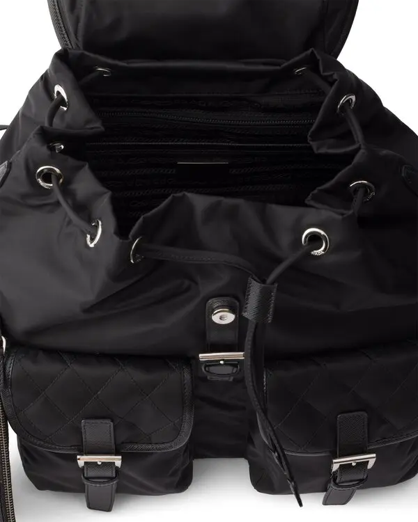 Prada Medium Quilted Re-nylon Backpack With Saffiano Leather Trim