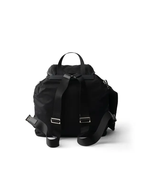 Prada Medium Quilted Re-nylon Backpack With Saffiano Leather Trim - Black