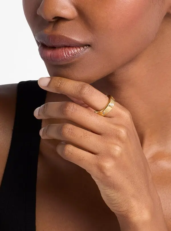 Michael Kors Pavé Logo Ring - Gold