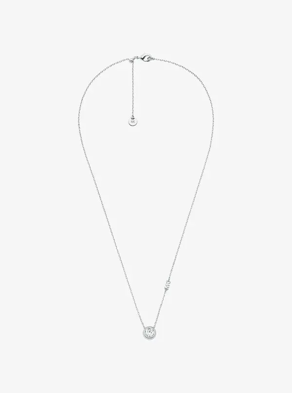 Michael Kors Round Stone Pendant Necklace - Silver
