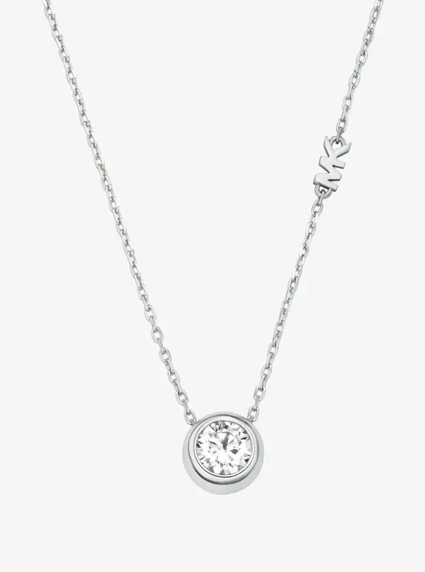 Michael Kors Round Stone Pendant Necklace - Silver