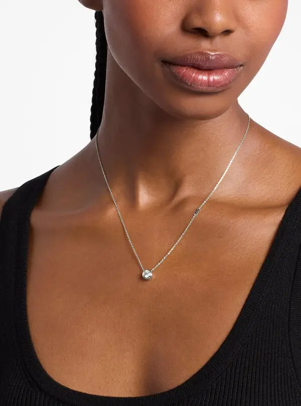 Michael Kors Round Stone Pendant Necklace - Silver