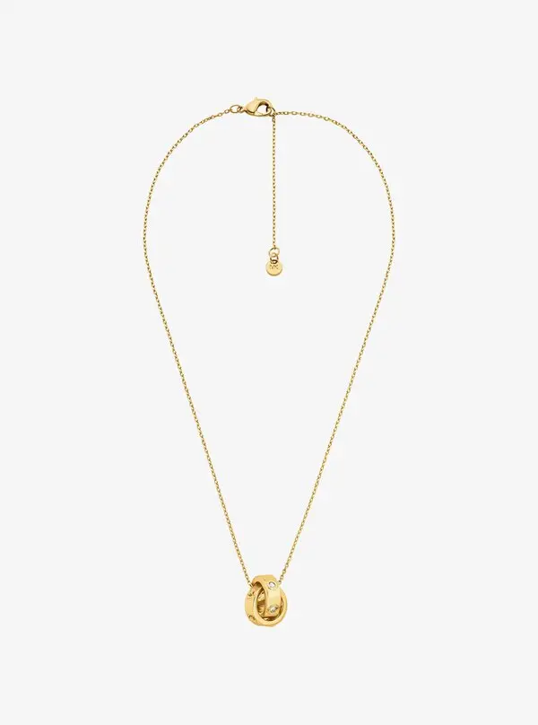 Michael Kors Logo And Cubic Zirconia Necklace In By - Gold