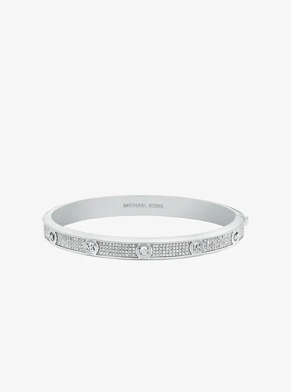 Michael Kors Pavé Logo Stud Bangle Bracelet - Silver