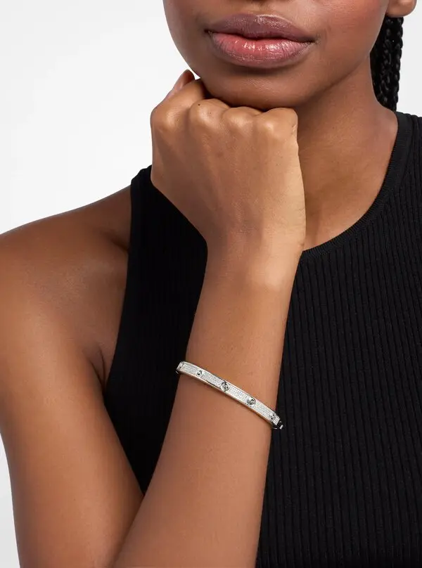 Michael Kors Pavé Logo Stud Bangle Bracelet - Silver