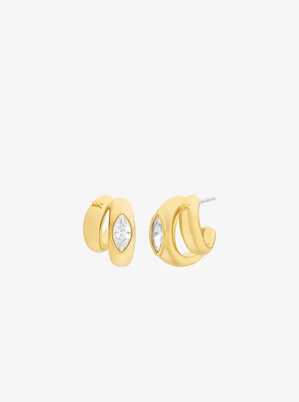 Michael Kors Marquise Cubic Zirconia Double Hoop Earrings - Gold
