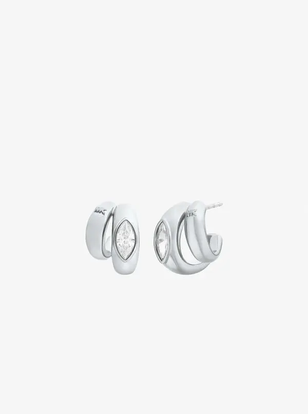 Michael Kors Marquise Cubic Zirconia Double Hoop Earrings - Silver