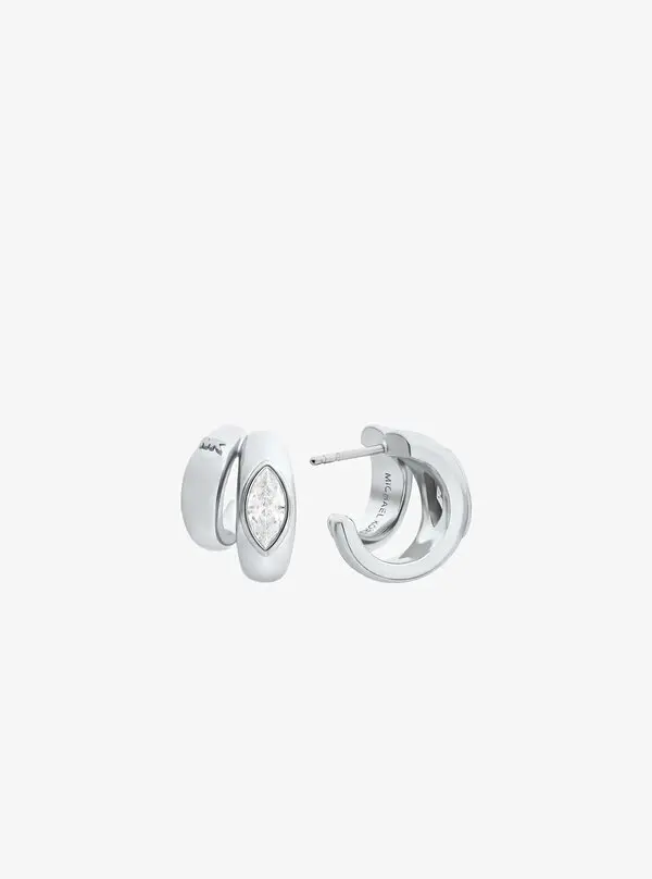 Michael Kors Marquise Cubic Zirconia Double Hoop Earrings - Silver