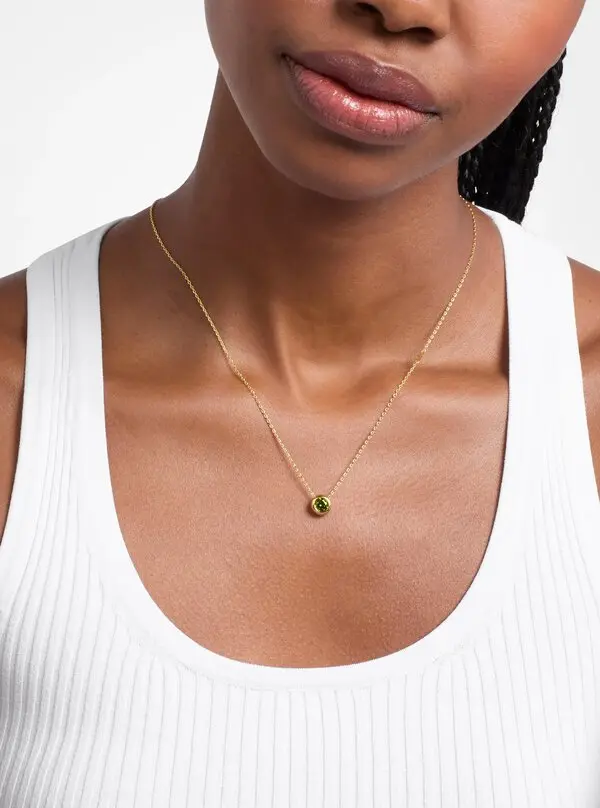 Michael Kors Round Stone Pendant Necklace