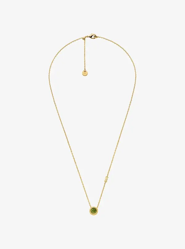 Michael Kors Tone Round Stone Pendant Necklace - Gold