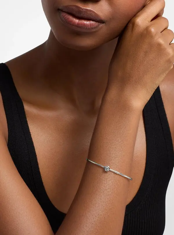 Michael Kors Round Stone Bangle Bracelet - Silver
