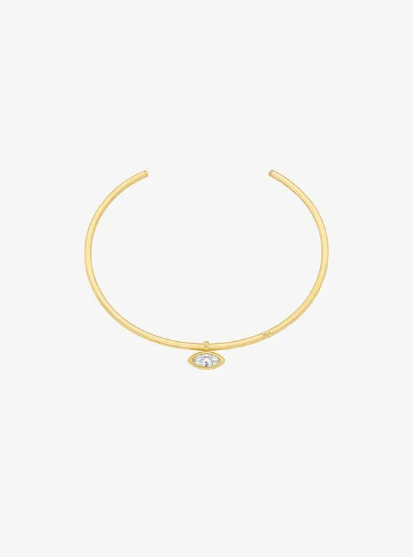 Michael Kors Marquise Cut Cubic Zirconia Collar Necklace - Gold