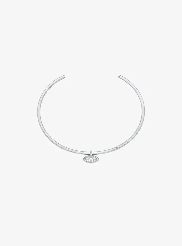 Michael Kors Marquise Cut Cubic Zirconia Collar Necklace - Silver