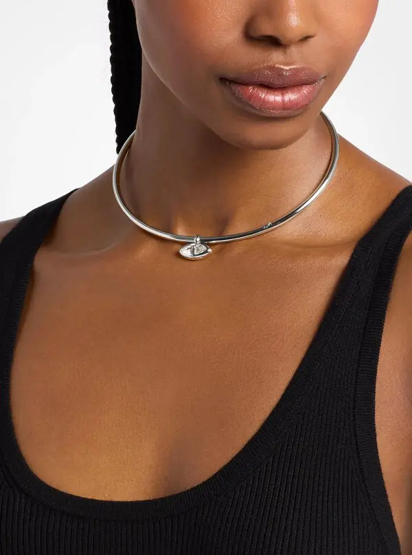Michael Kors Marquise Cut Cubic Zirconia Collar Necklace - Silver