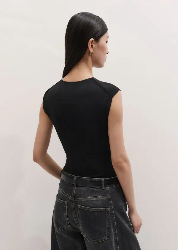 ME+EM Cap Sleeve Sheer Knit Bodysuit