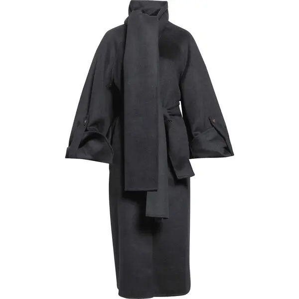 Zimmermann Valiant Wool Blend Coat With Removable Scarf - Black