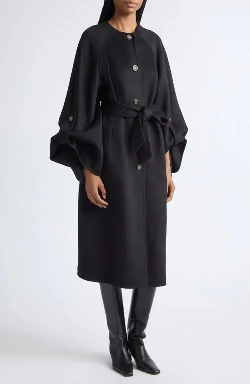 Zimmermann Valiant Wool Blend Coat With Removable Scarf - Black