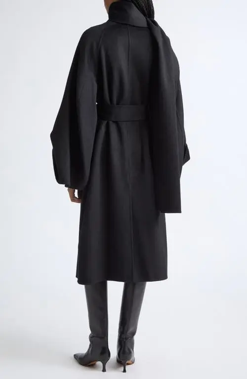 Zimmermann Valiant Wool Blend Coat With Removable Scarf - Black