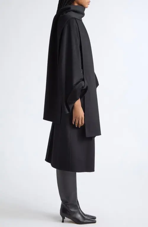 Zimmermann Valiant Wool Blend Coat With Removable Scarf - Black