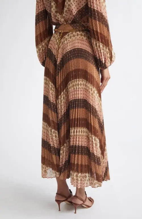 Zimmermann Sunray Chevron Print Pleated Skirt