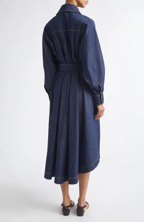 Zimmermann Belted Long Sleeve Denim Shirt Dress