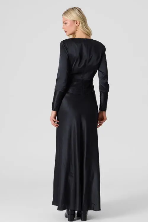 LE FAFO Silk Maxi V-neck Dress