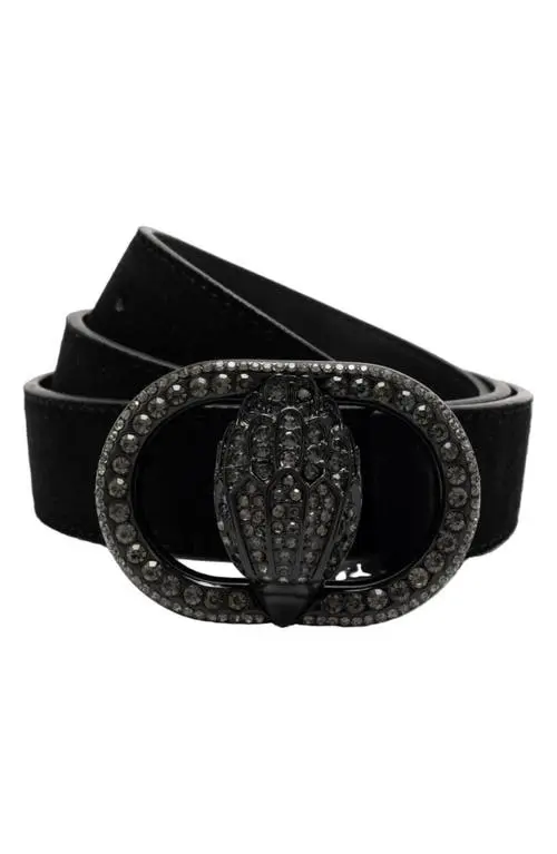 Kurt Geiger Chelsea Crystal Eagle Buckle Suede Belt - Black