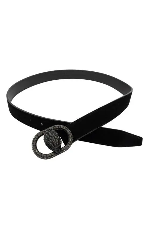 Kurt Geiger Chelsea Crystal Eagle Buckle Suede Belt - Black