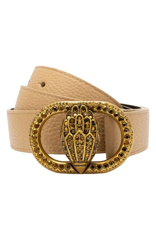 Kurt Geiger Chelsea Crystal Eagle Buckle Suede Belt - Sand