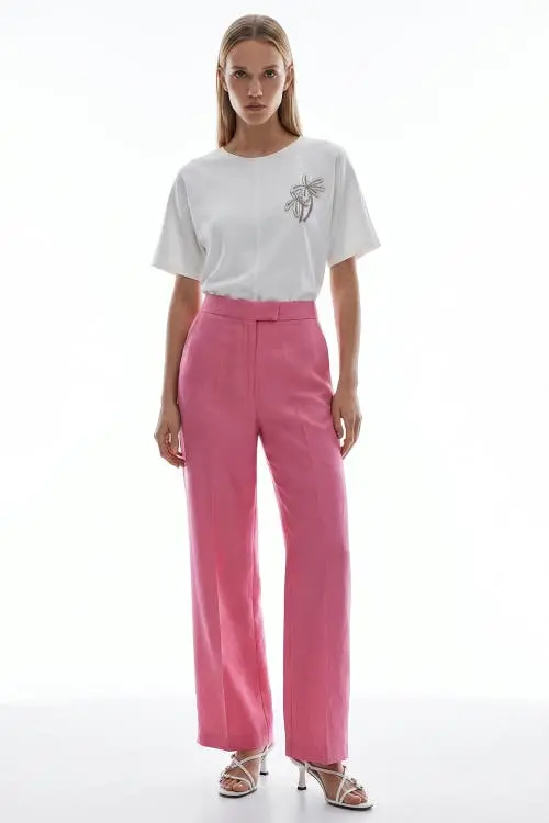 EXQUISE Octavia Wide Leg Linen Pants