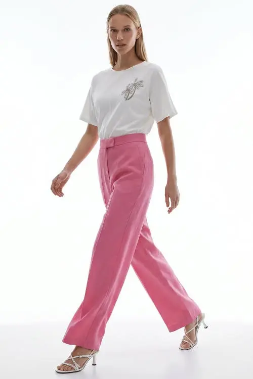 EXQUISE Octavia Wide Leg Linen Pants