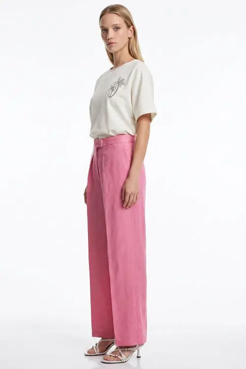 EXQUISE Octavia Wide Leg Linen Pants