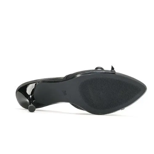 KNEETOES Reese Kitten Heel Mules With Bow Detailing