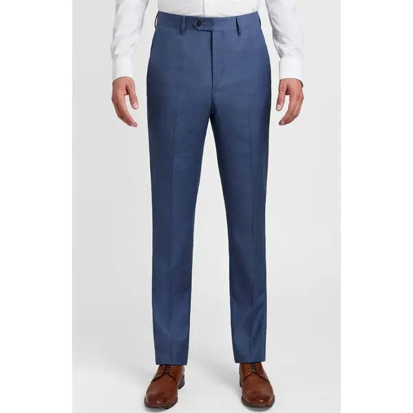 Santorelli Roma2 Super 130's Bi-stretch Wool Trousers - Blue