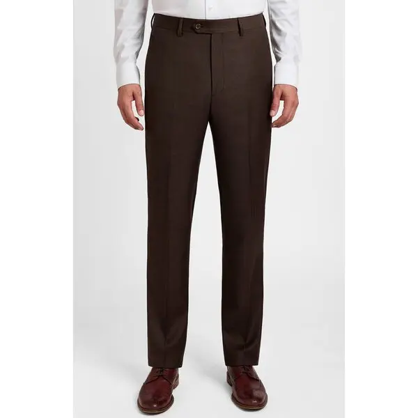 Santorelli Roma2 Super 130's Bi-stretch Wool Trousers - Brown