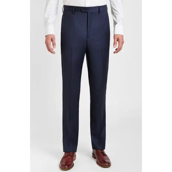 Santorelli Roma2 Super 130's Bi-stretch Wool Trousers - Navy