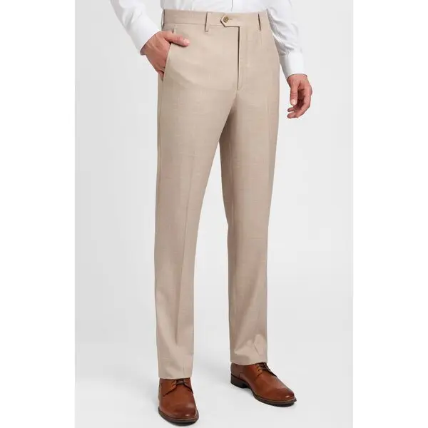 Santorelli Roma2 Super 130's Bi-stretch Wool Trousers - Tan
