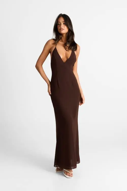 SASHA THERESE Elara Maxi Dress - Chocolate