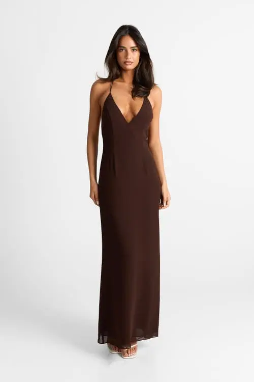 SASHA THERESE Elara Maxi Dress - Chocolate
