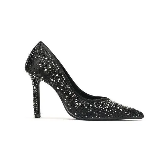KNEETOES Melani Pump Crystal Embellished Stiletto Heel - Black