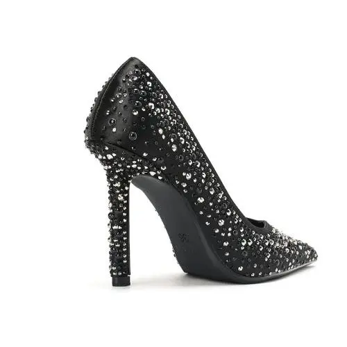 KNEETOES Melani Pump Crystal Embellished Stiletto Heel - Black