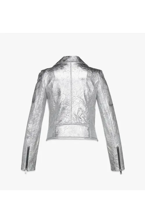 Mcm Rider Jacket In Metallic Lambskin