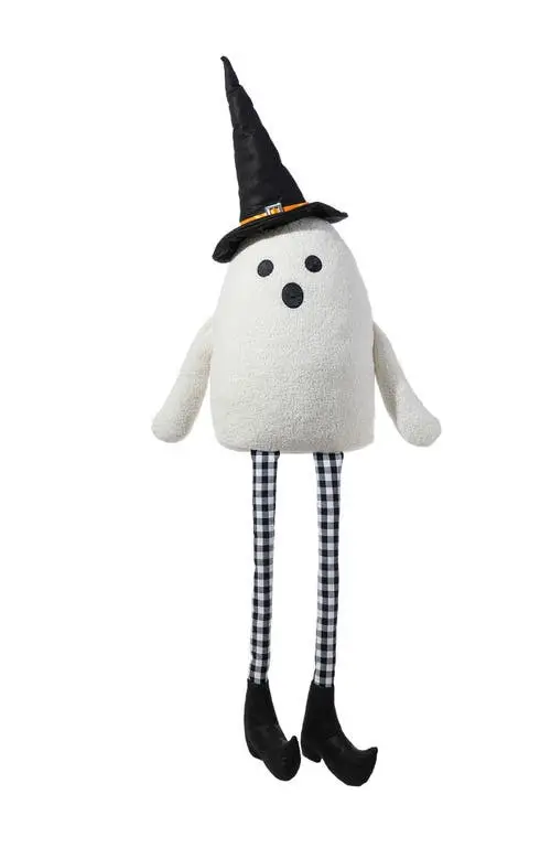 GLITZHOME 5ft Halloween Lighted Fabric Ghost Shelf Sitter