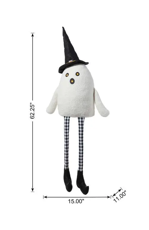 GLITZHOME 5ft Halloween Lighted Fabric Ghost Shelf Sitter